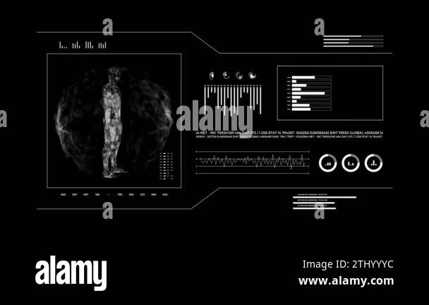 3d human body, futuristic medical scan with infographics animated data ...