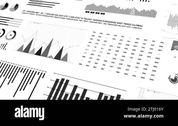 Finance business background with diagrams, statistics graphs and data ...