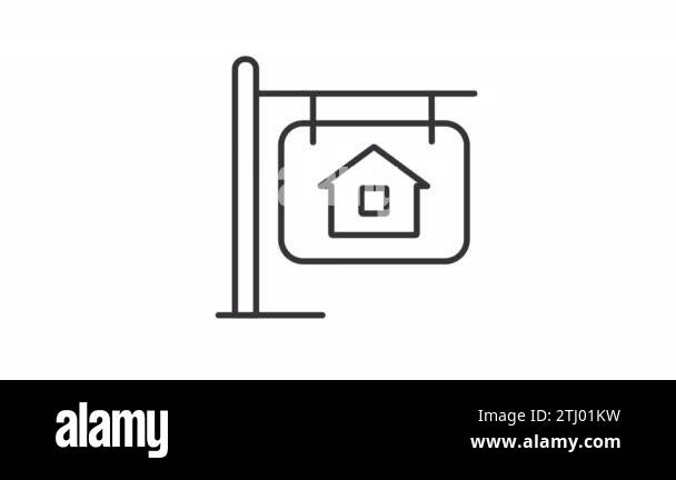House selling linear animation. Real estate sign appearing. Rent banner ...