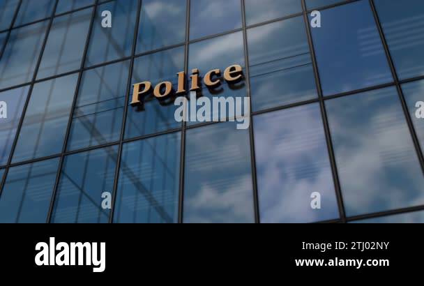 Police station glass building concept. Police department headquarters ...