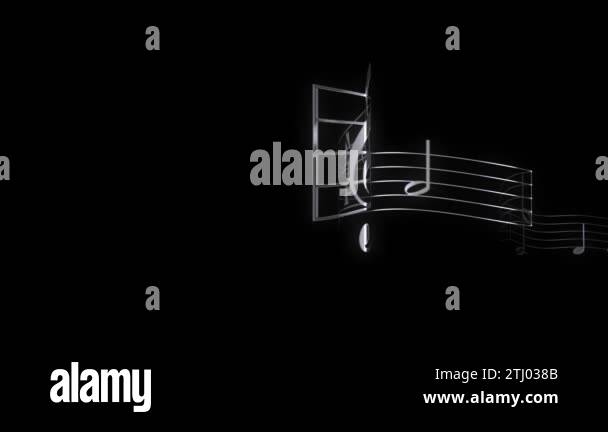 Music Background: Shiny musical notes flowing on a 3d black background ...