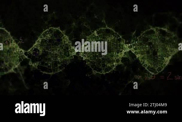 Animation of dna helix with mathematics formulas and geometry angles ...