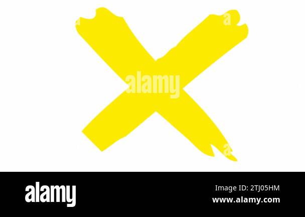 Animated hand drawn yellow cross appears. Concept of prohibition ...