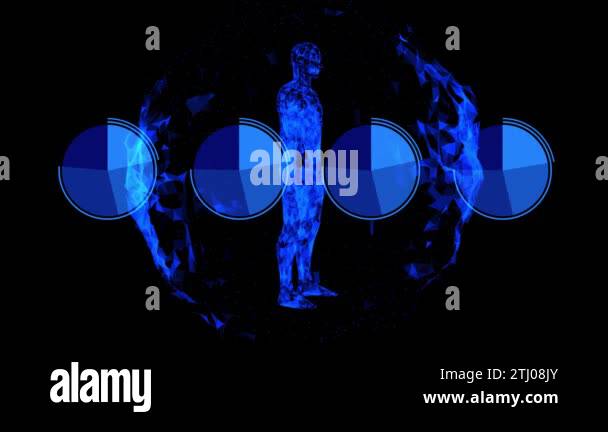 3d human body, futuristic medical scan with infographics animated data ...