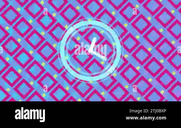 Animation of clock ticking over patterned background. Time, pattern ...