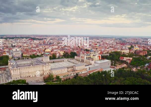 Aerial view popular tourist destination capital city of Spain Madrid ...
