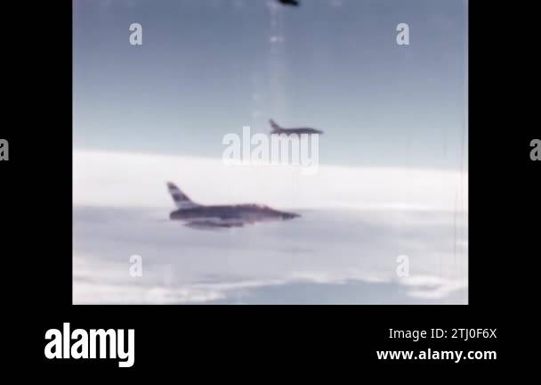 First Us Supersonic Interceptor Aircraft In Flight Over The Clouds From