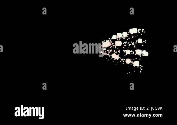 Swirl of glowing pixel particles, alpha channel, 3D animation, black ...