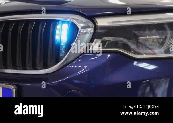 Flashing Blue Lights in Front Grille at Police Interceptor Vehicle ...