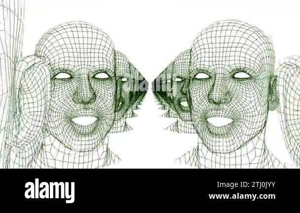 Speaking human head. Talking mesh head. Grid head conversation. 3D ...