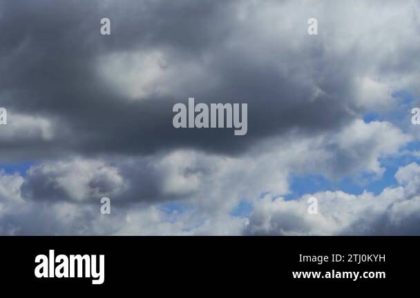 Cloud time lapse nature background. Blue sky white clouds. Puffy fluffy white clouds. Cumulus ...