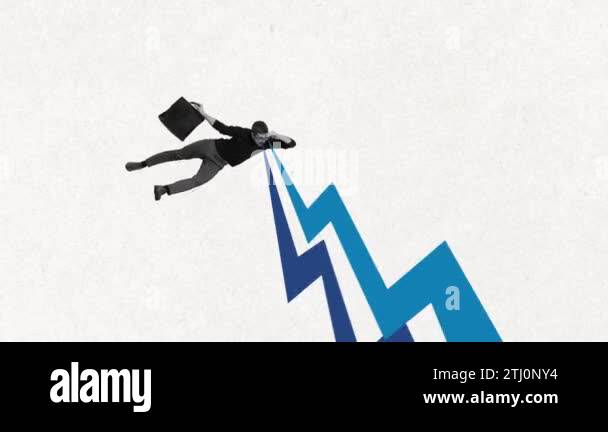 Stop motion, animation. Innovative ideas. Young ambitious man, employee ...