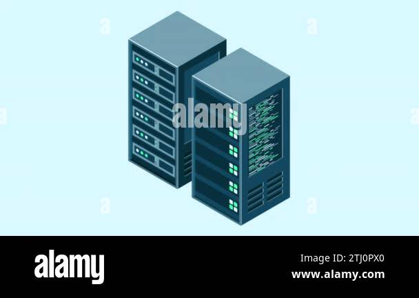 Data center server box. Hosting server or data center room concept ...