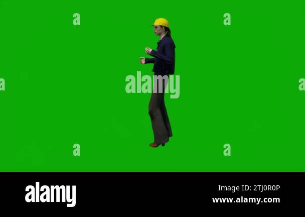 3d man manufacturing factory engineer on green screen talking walking ...