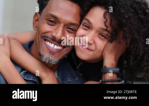 Black African descent ethnicity. Mixed race family smile and joy Stock ...