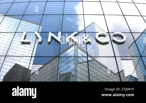 April 2018, Editorial use only, 3D animation, Lynk & Co logo on glass ...
