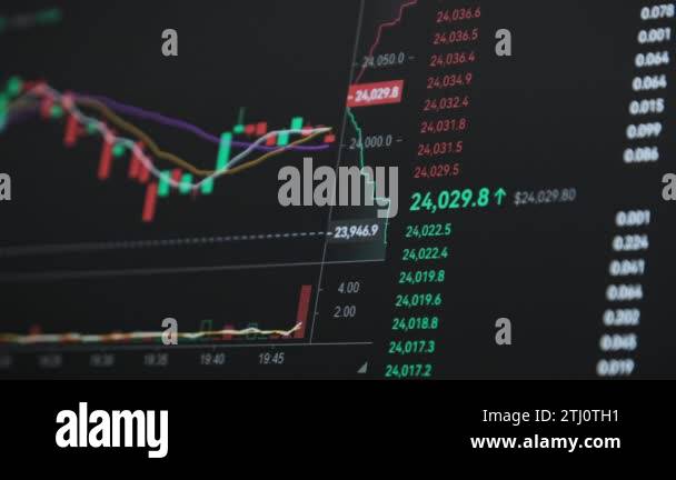 Cryptocurrency exchange chart online on a laptop screen. Stock market ...