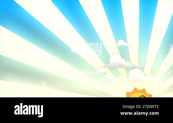 Cartoon look 3d animation, happy sun rising Stock Video Footage - Alamy