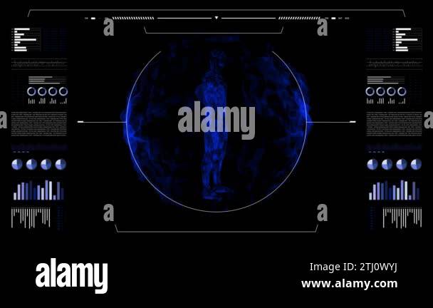 3d human body, futuristic medical scan with infographics animated data ...