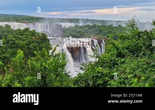 Iguazu Falls, the largest series of waterfalls of the world, located at ...