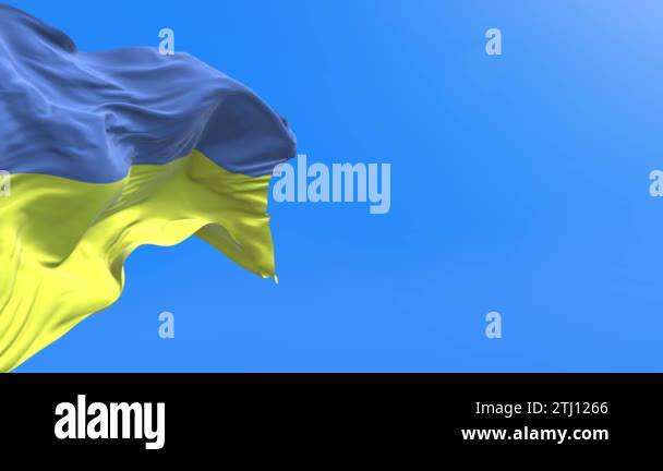 Ukraine waving flag background 4k. Left side. Ukrainian symobol of ...