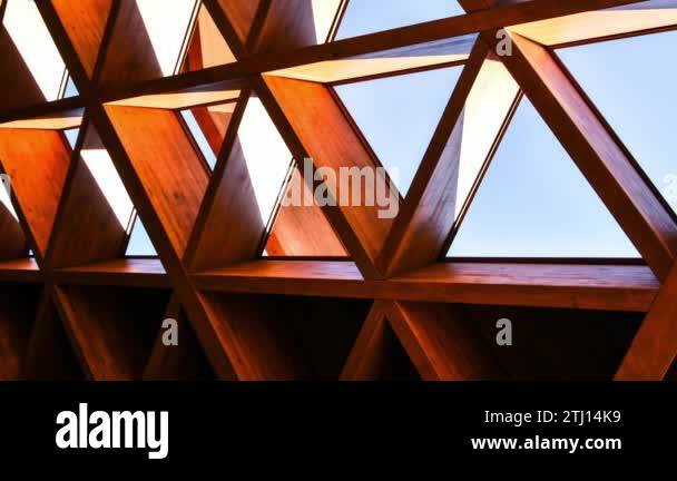 4k zoom in out Roofing Construction. Wooden Roof Frame House ...