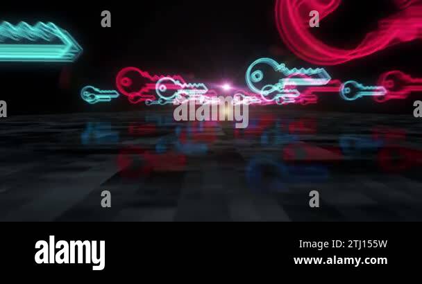 Cyber security and password safety with Key symbol abstract cyber concept. Digital technology ...