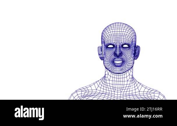 Speaking human head. Talking mesh head. Grid head conversation. 3D ...