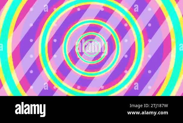 Flying through optical illusion of circles creating abstract tunnel ...