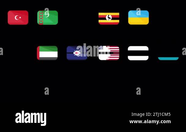 National Flags Icon Set Reveal Animation Stock Video Footage - Alamy
