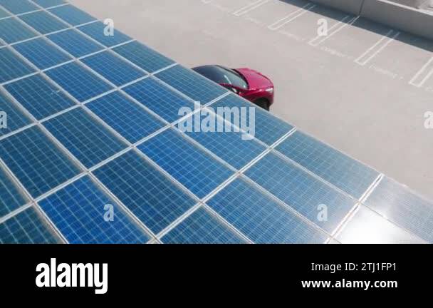Renewable sun energy slow motion aerial 4K. Ecology concept footage ...