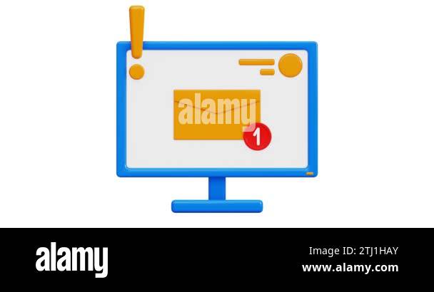 3D icon. Computer icon for sending letters. Notification of new messages. Important messages. 3D ...