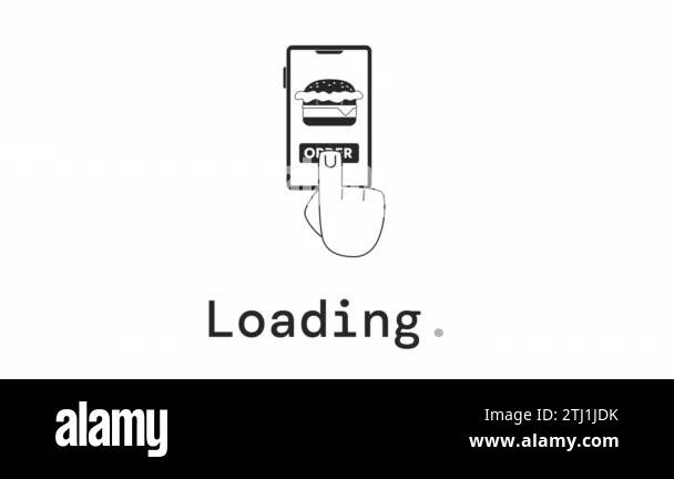 Hamburger order bw loader animation. Mobile with fast food app. Flash ...