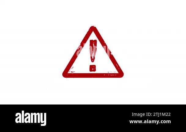 Alert stamp and hand stamping impact isolated animation. Danger alarm ...