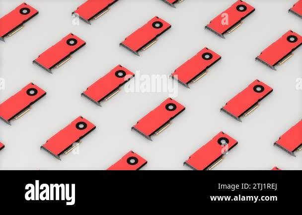 GPU, Graphic Processing Unit card tile pattern top view Stock Video ...