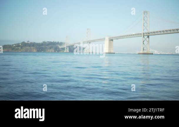 Seaside view of iconic architectural bridge connecting San Francisco ...