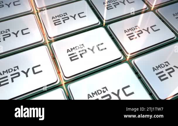 August 2019, Editorial use only, 3D animation, AMD EPYC server ...