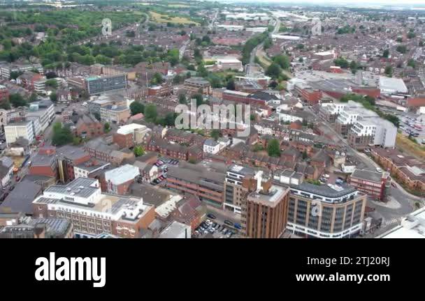 Luton City Centre and Local Buildings, High Angle Drone's View of Luton ...