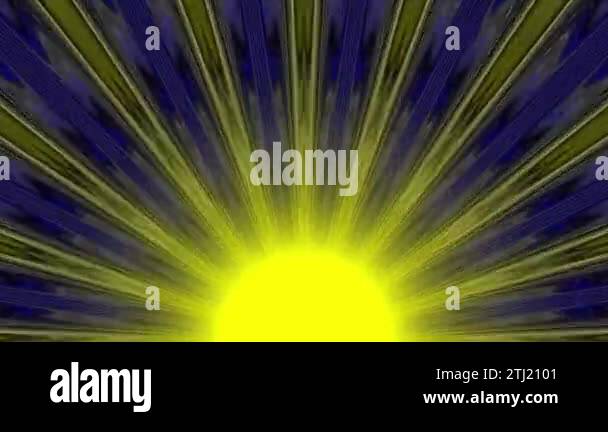 Bright sun with rays emanating from it. The sun is at the bottom center ...