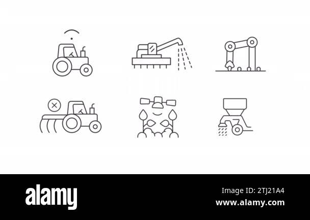 Animated agricultural equipment set. Moving tractors animation ...
