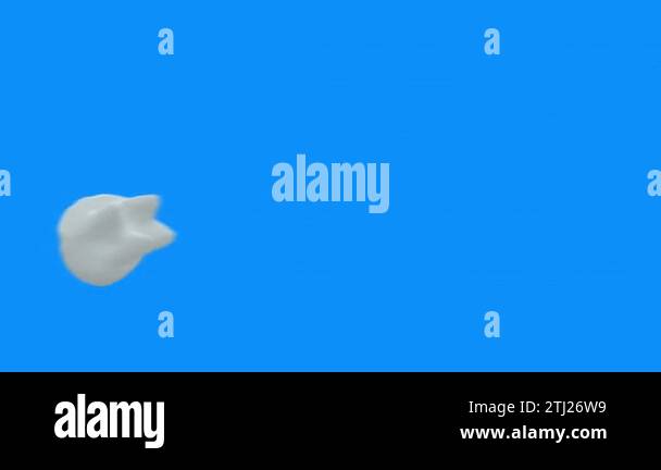 3D animation of knocked-out teeth with blood splashes on a blue screen ...