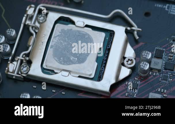 Pc cpu with dried thermal paste on hi tech motherboard,computer ...
