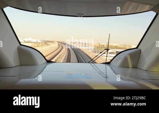 Subway train in Doha, Qatar.04.27.2023Inside the Doha Metro. The Doha ...