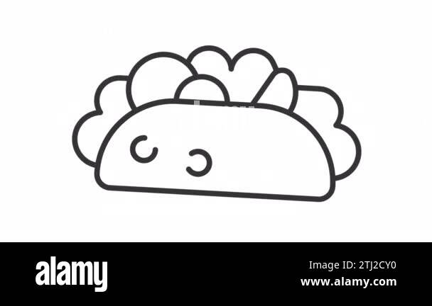 Animated taco line icon. Filling appears from tortilla animation ...