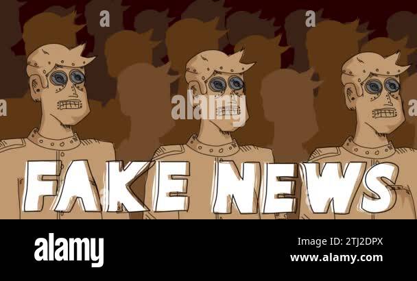 Robot Army with Fake News Text. Line Art Animated video. Future ...