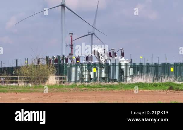 Electrical Substation on a Wind Farm With No Power Being Generated ...