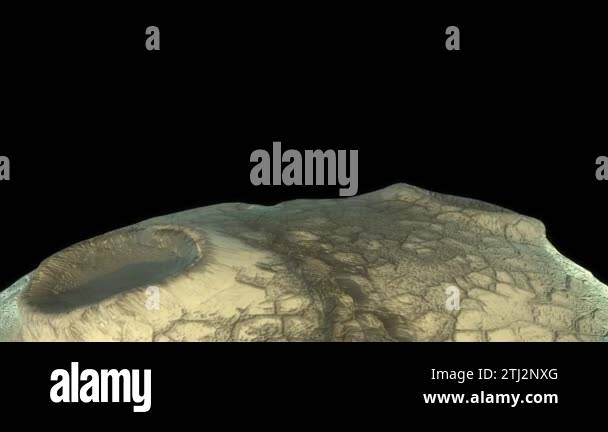 3D rendering animation of model of an asteroid or meteorite rotating on ...