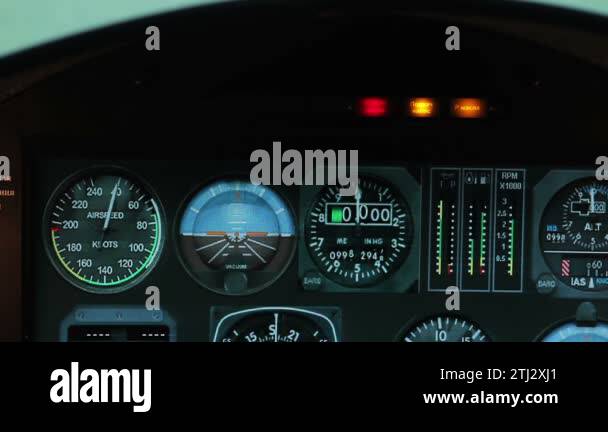 Fire emergency signal blinking on aircraft panel, breakdown during ...