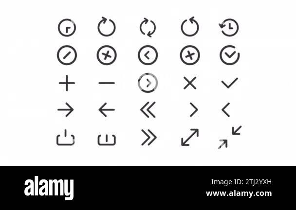 Animated navigation linear ui icons. Software control buttons. Seamless ...