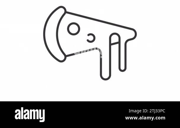 Animated pizza slice line icon. Pepperoni with melted cheese animation ...